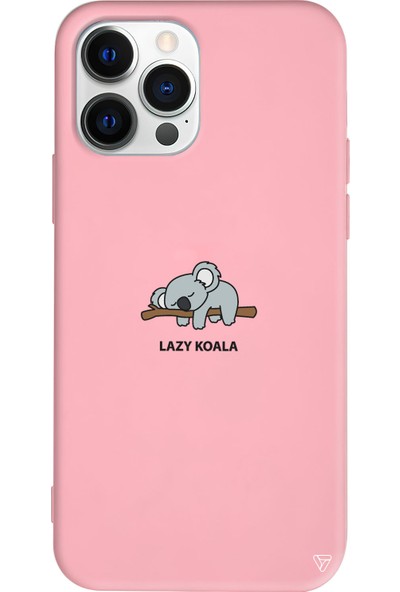Trihed iPhone 13 Pro Max Pembe Renkli Silikon Lazy Koala Telefon Kılıfı