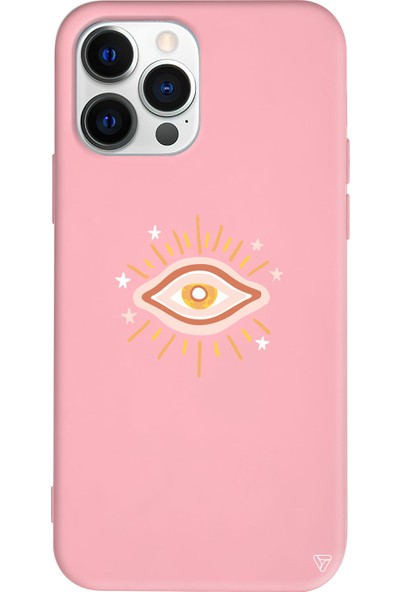 Trihed iPhone 13 Pro Pembe Renkli Silikon One Eye 2 Telefon Kılıfı