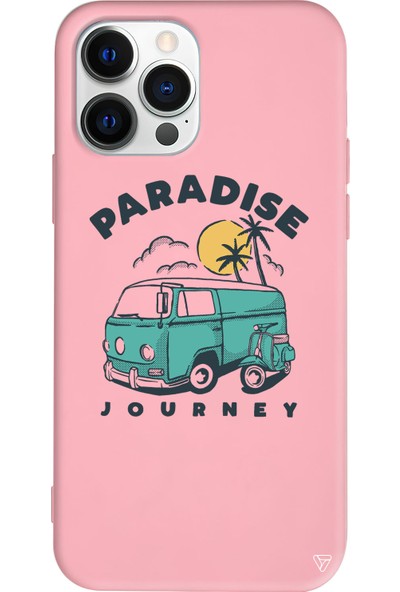 Trihed iPhone 13 Pro Pembe Renkli Silikon Paradise Telefon Kılıfı