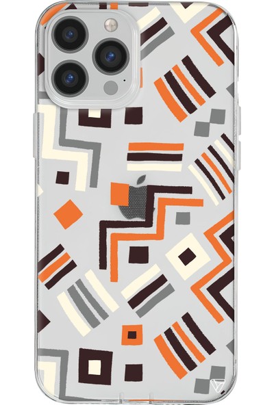 Trihed iPhone 13 Pro Max Şeffaf Renkli Silikon Etnik Shapes Telefon Kılıfı Trihed iPhone 13 Pro Max Şeffaf Renkli Silikon Etnik Shapes Telefon Kılıfı