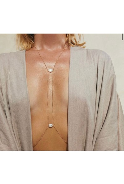 Maiden Design Altın Renk Inci Detaylı Vücut Zinciri Maiden Design Altın Renk Inci Detaylı Vücut Zinciri