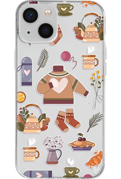 Trihed iPhone 13 Şeffaf Renkli Silikon Kış Konsepti Telefon Kılıfı Trihed iPhone 13 Şeffaf Renkli Silikon Kış Konsepti Telefon Kılıfı