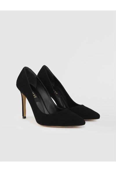 İLVİ Lisette Süet Deri Kadın Siyah Stiletto