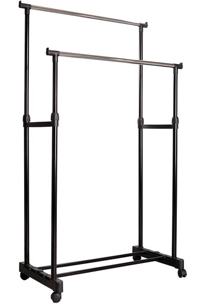 Trend Maison Çok Amaçlı Tekerlekli Iki Tepeli Elbise Askısı - Portmanto - Vestiyer Trend Maison Çok Amaçlı Tekerlekli Iki Tepeli Elbise Askısı - Portmanto - Vestiyer