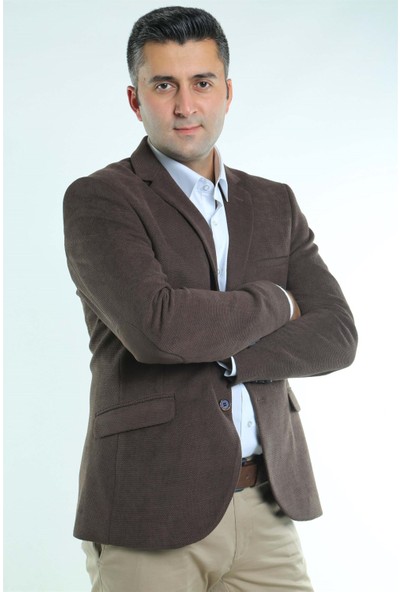 Intersivin Slim Fit Kahverengi Blazer Erkek Tek Ceket Intersivin Slim Fit Kahverengi Blazer Erkek Tek Ceket