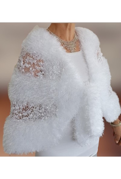 Bay Çağrı Fantezi Şal Gelin Şalı Bohça Şal Beyaz