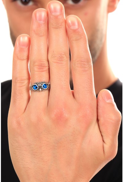 Labalaba Erkek Antik Gümüş Kaplama Ayarlanabilir Baykuş Yüzük Labalaba Erkek Antik Gümüş Kaplama Ayarlanabilir Baykuş Yüzük