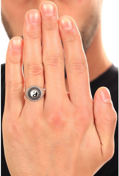 Labalaba Erkek Antik Gümüş Kaplama Ayarlanabilir Yin Yang Yüzük Labalaba Erkek Antik Gümüş Kaplama Ayarlanabilir Yin Yang Yüzük