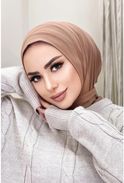 Mooncorn Kadın Tesettür Kahverengi Çıtçıtlı Boyunluk Hijap Bone Model Eşarp Şal Mooncorn Kadın Tesettür Kahverengi Çıtçıtlı Boyunluk Hijap Bone Model Eşarp Şal