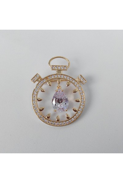 Peri Takı Zirkon Taşlı, Saat Figürlü Broş