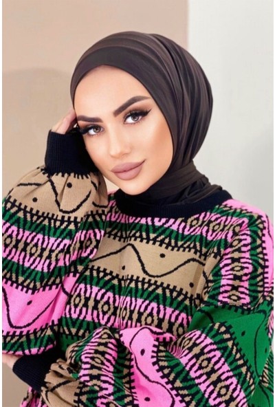 Mooncorn Kadın Tesettür Acı Kahve Çıtçıtlı Boyunluk Hijap Bone Model Eşarp Şal Mooncorn Kadın Tesettür Acı Kahve Çıtçıtlı Boyunluk Hijap Bone Model Eşarp Şal