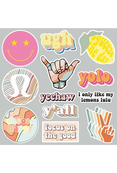 Zobar Markt - Good Vibes Temalı Laptop Notebook Tablet Sticker Set 8 Zobar Markt - Good Vibes Temalı Laptop Notebook Tablet Sticker Set 8