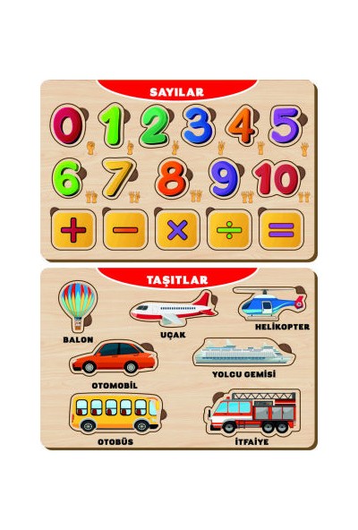 Maketçiniz Ahşap Bul Tak Eğitici 2 Adet Yapboz Puzzle Seti Maketçiniz Ahşap Bul Tak Eğitici 2 Adet Yapboz Puzzle Seti