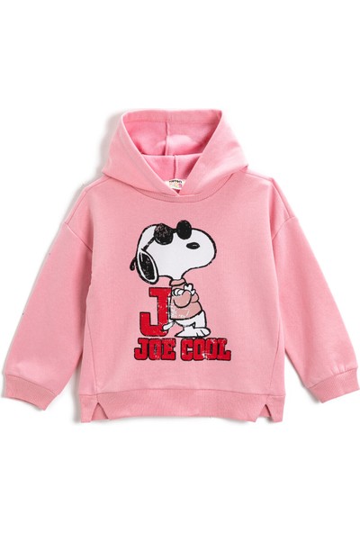 Koton Snoopy Lisanslı Baskılı Kapşonlu Sweatshirt Pamuklu