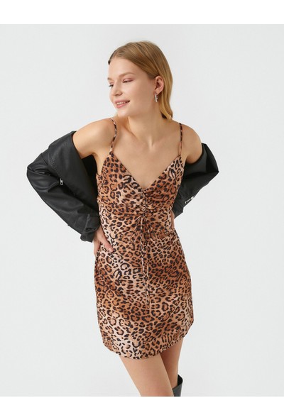 Koton Leopar Desenli Mini Elbise
