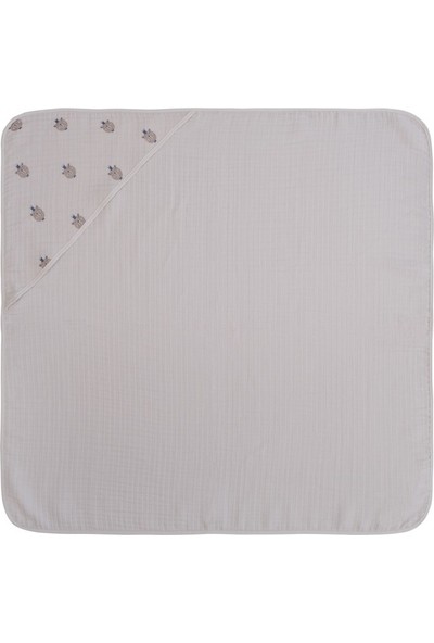 Merbasita Bej Ayıcık Baskılı Müslin Kundak 80X80 cm
