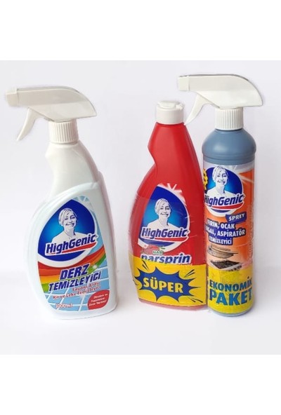 Highgenic 3'lü Set Narsprin, Derz Temizleyici ve Fırın, Ocak Temizleyici Sprey
