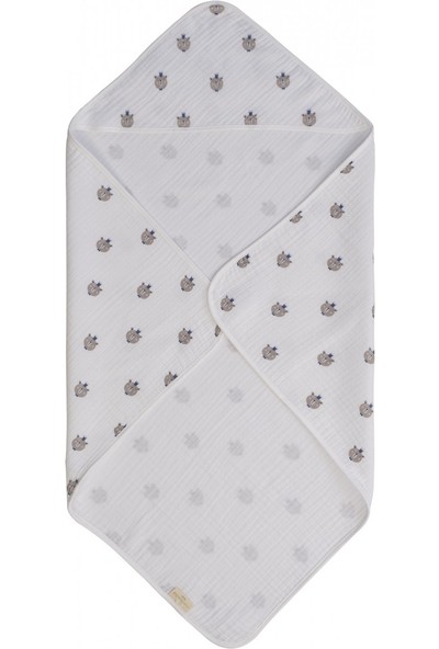 Merbasita Beyaz Ayıcık Baskılı Müslin Kundak 80X80 cm