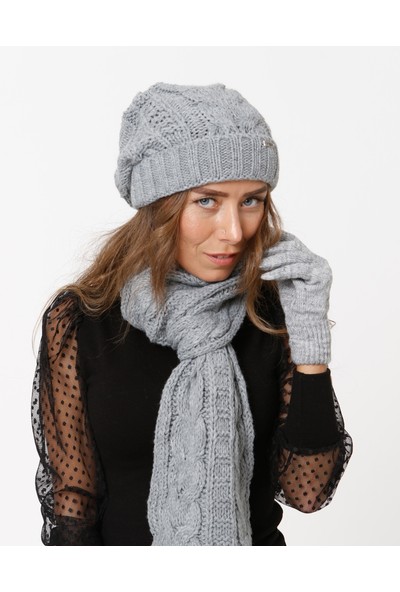 Look Shop Takım 57 Kadın Atkı&bere&eldiven Seti-Gri Look Shop Takım 57 Kadın Atkı&bere&eldiven Seti-Gri