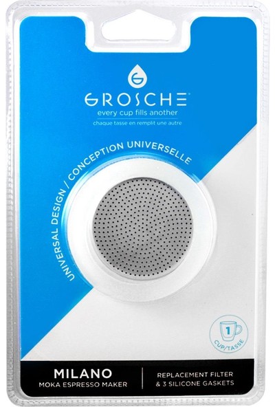 Grosche 1 Cup Moka Pot Için 3 Adet Silikon Conta ve Filtre Seti Grosche 1 Cup Moka Pot Için 3 Adet Silikon Conta ve Filtre Seti