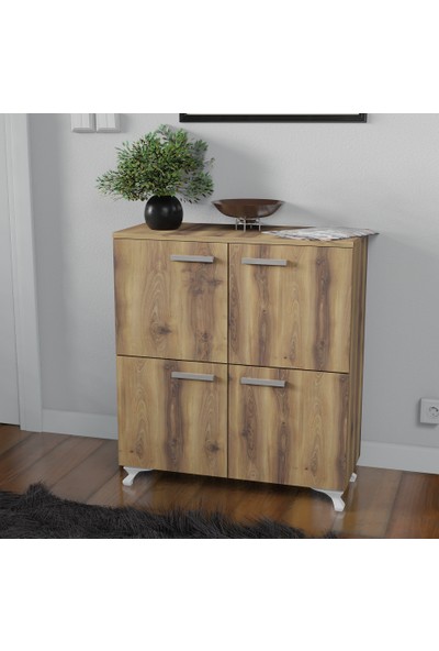 Shila Home 4 Kapaklı Pratik Ayakkabılık Empoli Ceviz