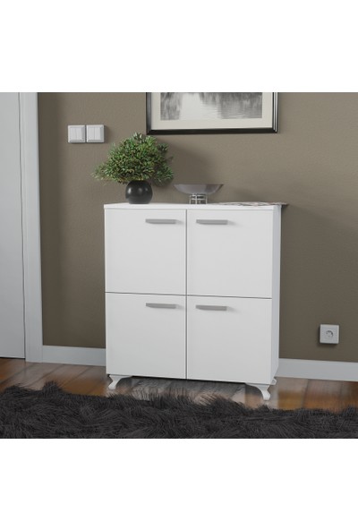 Shila Home 4 Kapaklı Pratik Ayakkabılık Beyaz