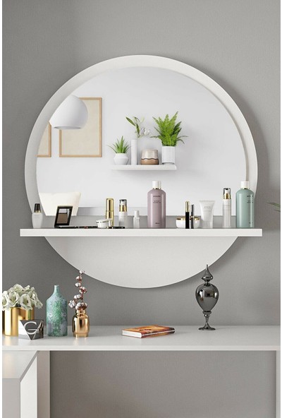 Nysamo Yuvarlak Beyaz Raflı 58CM Koridor Dresuar Konsol Duvar Salon Banyo Ofis Çocuk Yatak Oda Raflı Ayna 58 Raflı Nysamo Yuvarlak Beyaz Raflı 58CM Koridor Dresuar Konsol Duvar Salon Banyo Ofis Çocuk Yatak Oda Raflı Ayna 58 Raflı