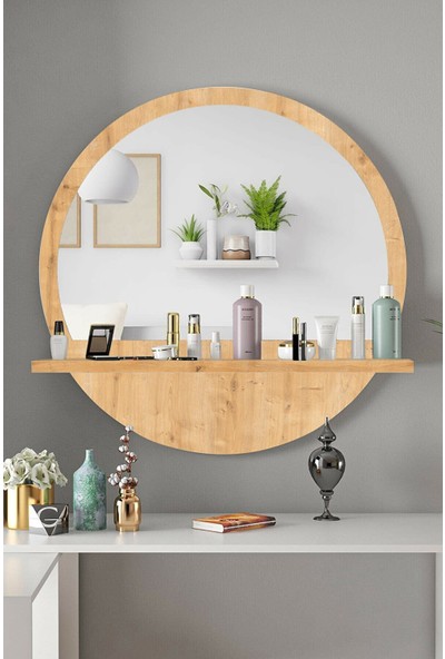 Nysamo Yuvarlak Safir Meşe Raflı 45CM Dresuar Konsol Duvar Salon Banyo Ofis Çocuk Yatak Oda Raflı Ayna 45 Raflı Nysamo Yuvarlak Safir Meşe Raflı 45CM Dresuar Konsol Duvar Salon Banyo Ofis Çocuk Yatak Oda Raflı Ayna 45 Raflı
