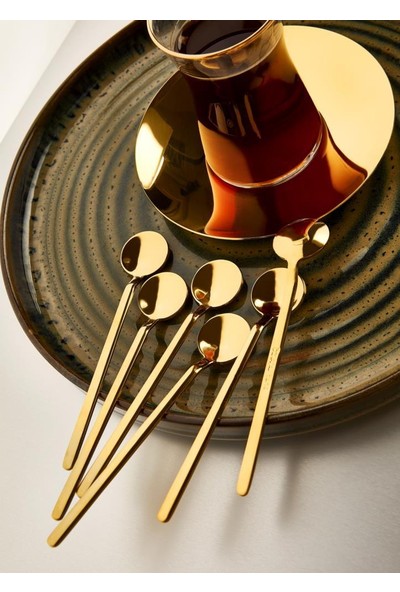 Özlife Duru Titenyum Gold Çay Kaşık - 6 Lı Çay Kaşığı Özlife Duru Titenyum Gold Çay Kaşık - 6 Lı Çay Kaşığı