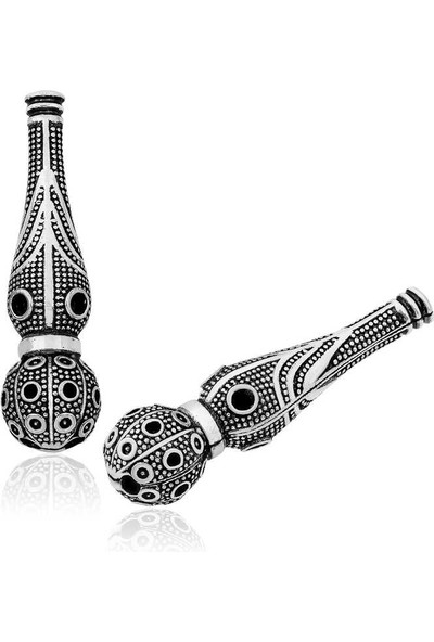 Gumush Gümüş Nokta Işlemeli Desenli Tesbih Imamesi