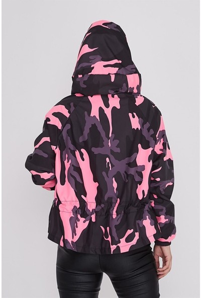 Park Moda Içi Polarlı Pembe Kamuflaj Yağmurluk Park Moda Içi Polarlı Pembe Kamuflaj Yağmurluk