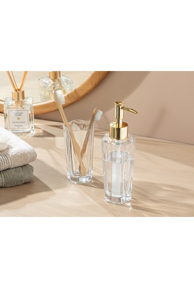 English Home Daisy 2'li Banyo Setı 6 x 6 x 17+6 x 6 x 11+11 x 11 x 2 cm Şeffaf