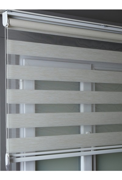 Bizden Perde Ekru Bambu Zebra Stor Perde