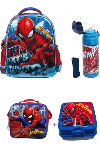 Spiderman Anaokulu Çantası-Çelik Suluk -Beslenme Çantası-Beslenme Kabı