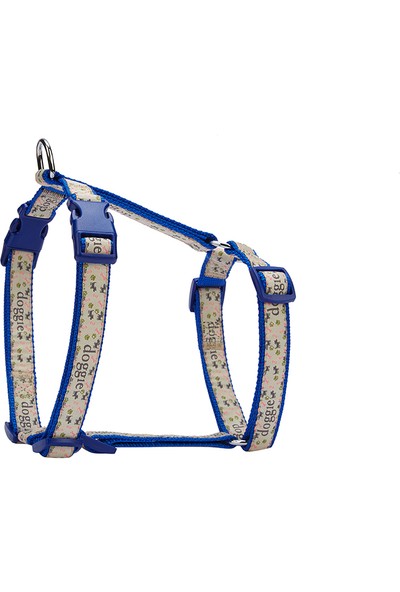 Doggie Desenli Süslü Dokuma Köpek Göğüs Tasması 2 x 50-70 cm Mavi