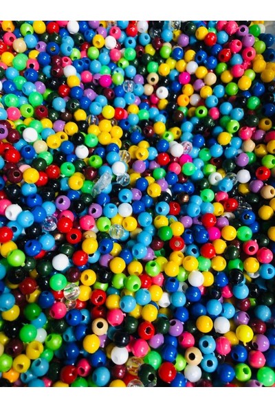 İzmir Bitpazarı 6mm Karışık Renk Plastik Boncuk - 500 Adet