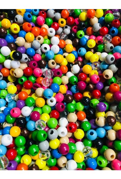 İzmir Bitpazarı 8 mm Karışık Renk Plastik Boncuk - 300 Adet