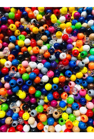 İzmir Bitpazarı 10 mm Karışık Renkli Plastik Boncuk 200 Adet