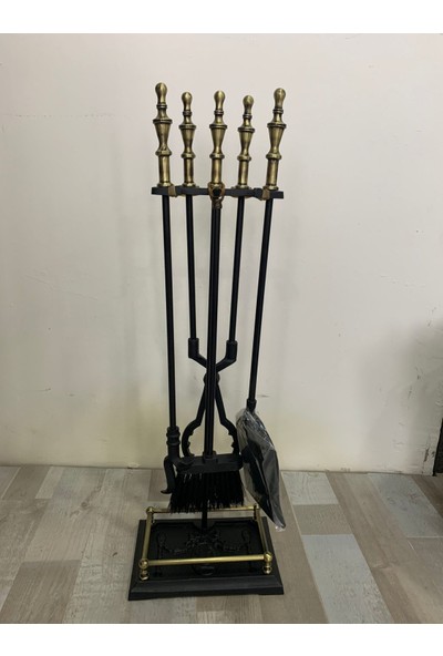 Beyaz Şömine Fransız Model Maşa Takımı