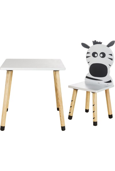 Gaga Wood Ahşap Çocuk Oyun ve Aktivite Masa Sandalye Takımı - Zebra