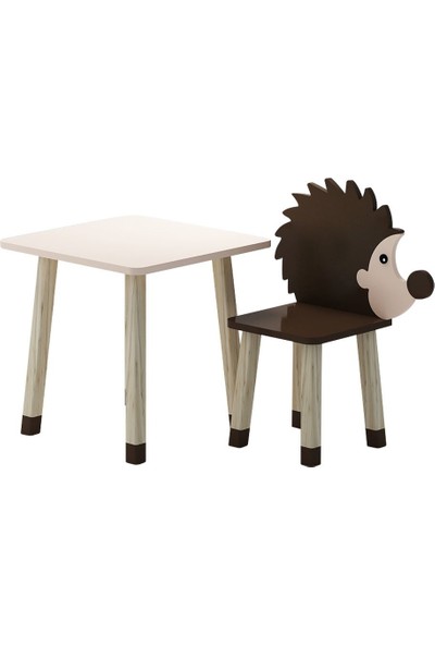 Gaga Wood Ahşap Çocuk Oyun ve Aktivite Masa Sandalye Takımı - Kirpi- Ahşap
