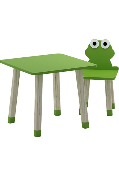 Gaga Wood Ahşap Çocuk Oyun ve Aktivite Masa Sandalye Takımı - Kurbağa