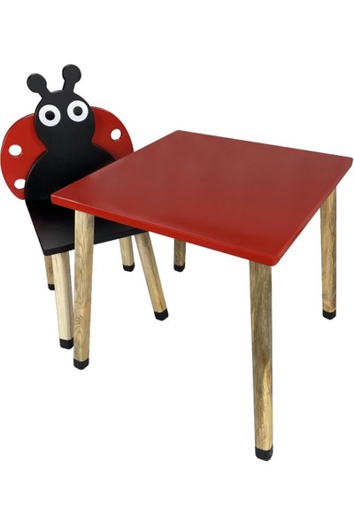 Gaga Wood Ahşap Çocuk Oyun ve Aktivite Masa Sandalye Takımı - Uğur Böceği