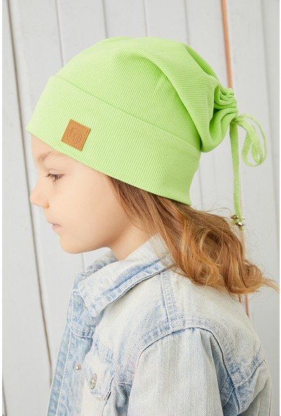 Babygiz Kız Bebek Çocuk Fıstık Yeşil Şapka Bere El Yapımı Rahat Cild Dostu %100 Pamuklu Kaşkorse