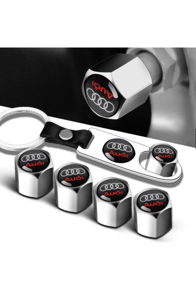 Gardenauto Audi Paslanmaz Çelik Sibop Kapağı ve Anahtarlık Seti Krom Renk