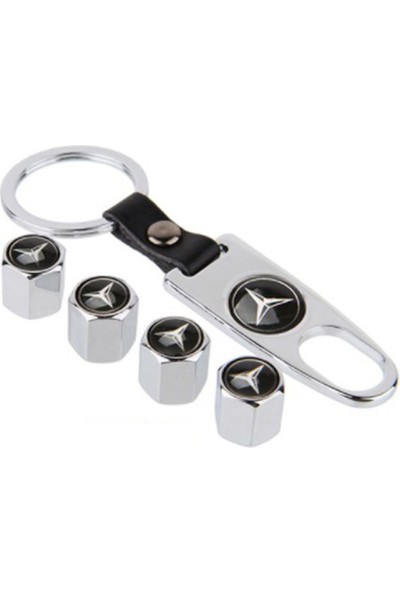 Gardenauto Mercedes Paslanmaz Çelik Sibop Kapağı ve Anahtarlık Seti Krom Renk