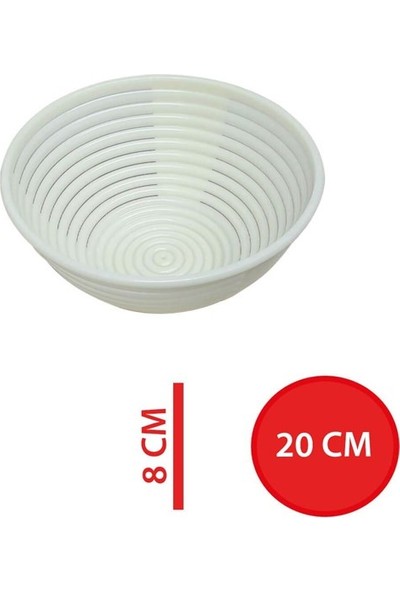 Yuvarlak Plastik Bambu Tipi Ekmek Mayalama Sepeti 20X8 cm