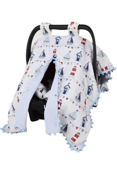 Hi-minitr Yelken Desenli Çift Katlı Puset Örtüsü-Minderi