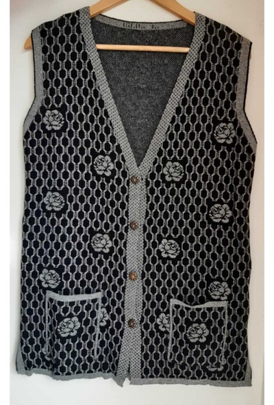 Gigi Giyim Gigigiyim Gri Çiçek Desenli Anne Yelek