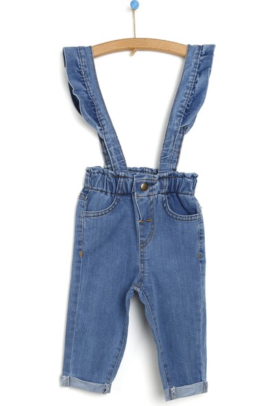 Hello Baby Basic Kız Bebek Askılı Denim Pantolon